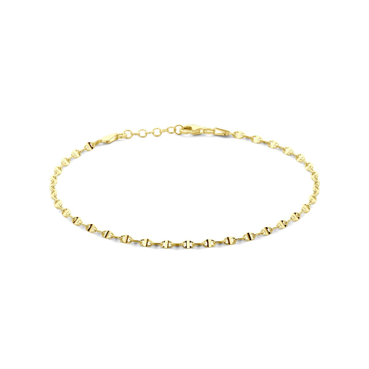 Verguld zilveren enkelbandje met koffieboon schakel – 24 tot 26 cm, 2 ...