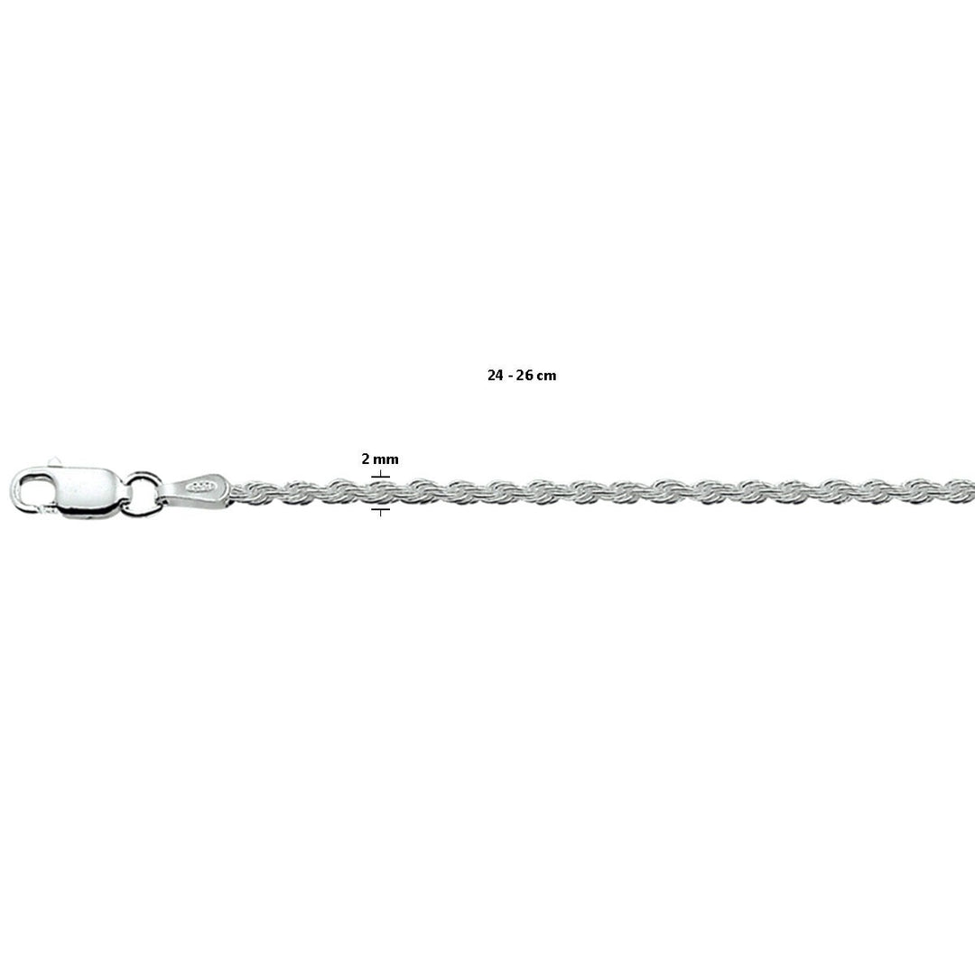 anklet cord 2.0 mm 24 - 26 cm silver rhodium plated – Juwelier van der Kooij
