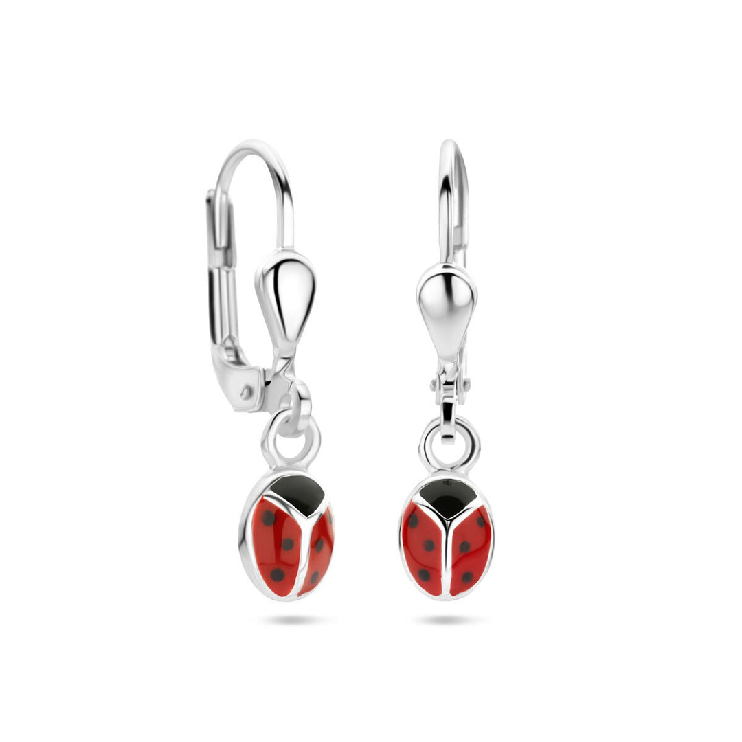 Zilveren lieveheersbeestje oorhangers – speels kindersieraad in 925 zi ...