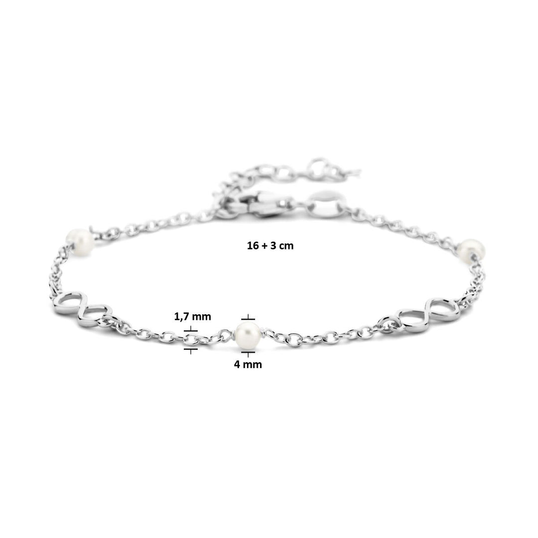 Zilveren vriendschap armband met parels en infinity hanger – gerhodine ...